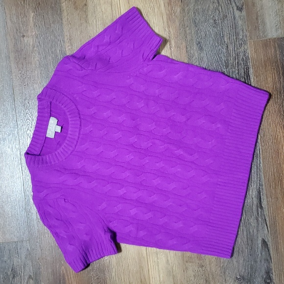 J. Crew | Sweaters | J Crew Cable Knit Cashmere Purple Soft Short ...